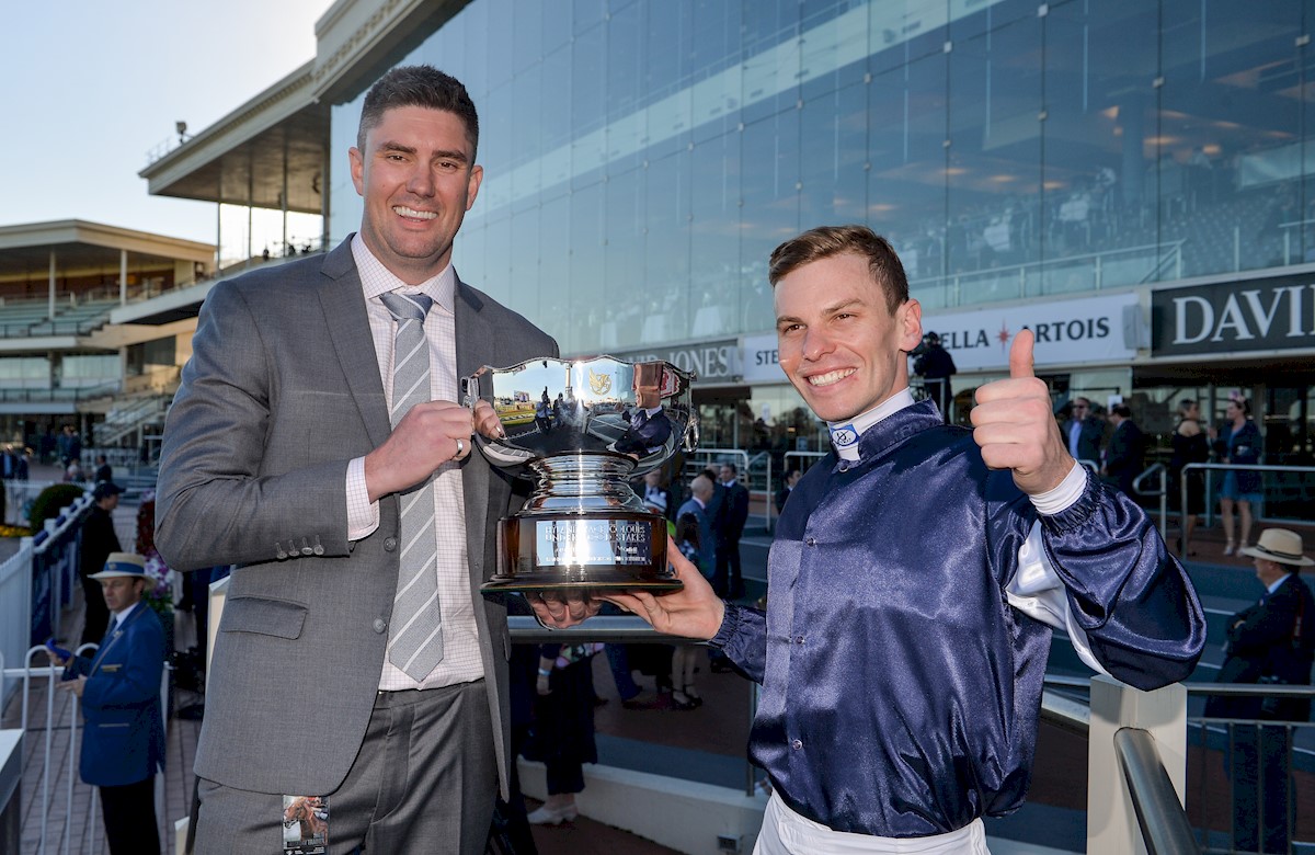 Howley riding into Flemington station with his talented Highland Harley ...